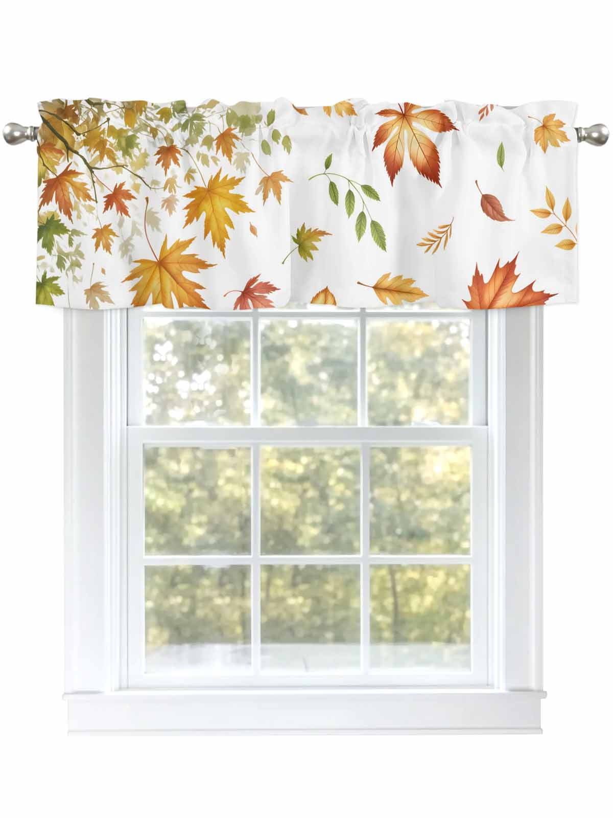 Autumn Maple Leaf Curtain Valances for Windows, Fall Thanksgiving ...