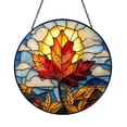 Autumn Maple Leaf Decorative Stained Glass Style Suncatcher Window ...