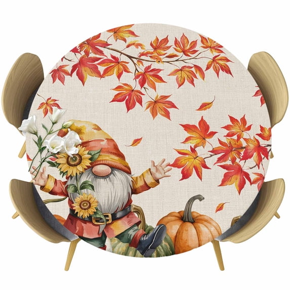 Autumn Maple Leaf Fall Round Tablecloth, Fitted Table Cover with ...