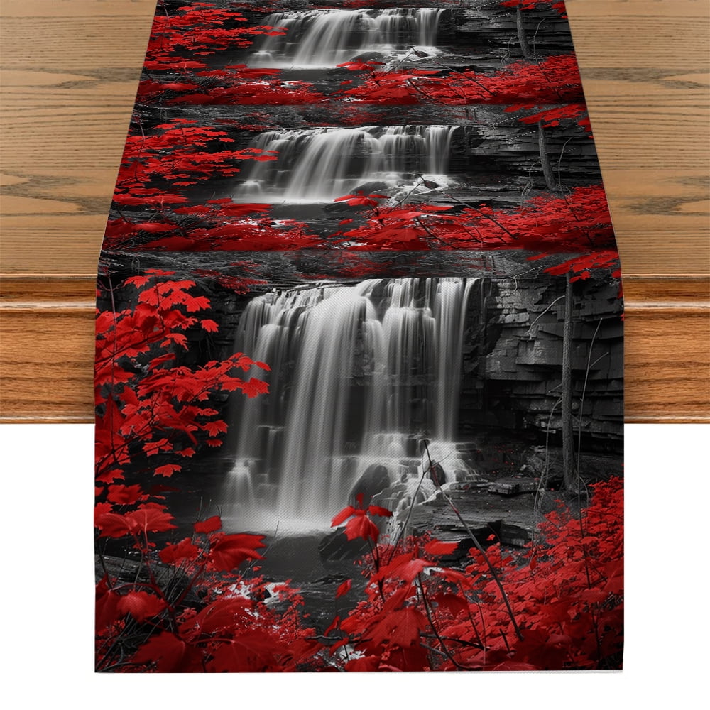 Autumn Maple Leaf Leaf Waterfall Table Runners Kitchen Table ration ...