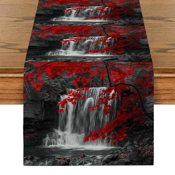 Autumn Maple Leaf Leaf Waterfall Table Runners Kitchen Table ration ...