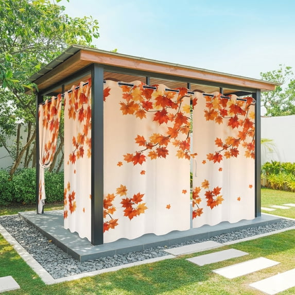 Autumn Maple Leaf Outdoor Curtains, Thanksgiving Fall Leaves Orange ...