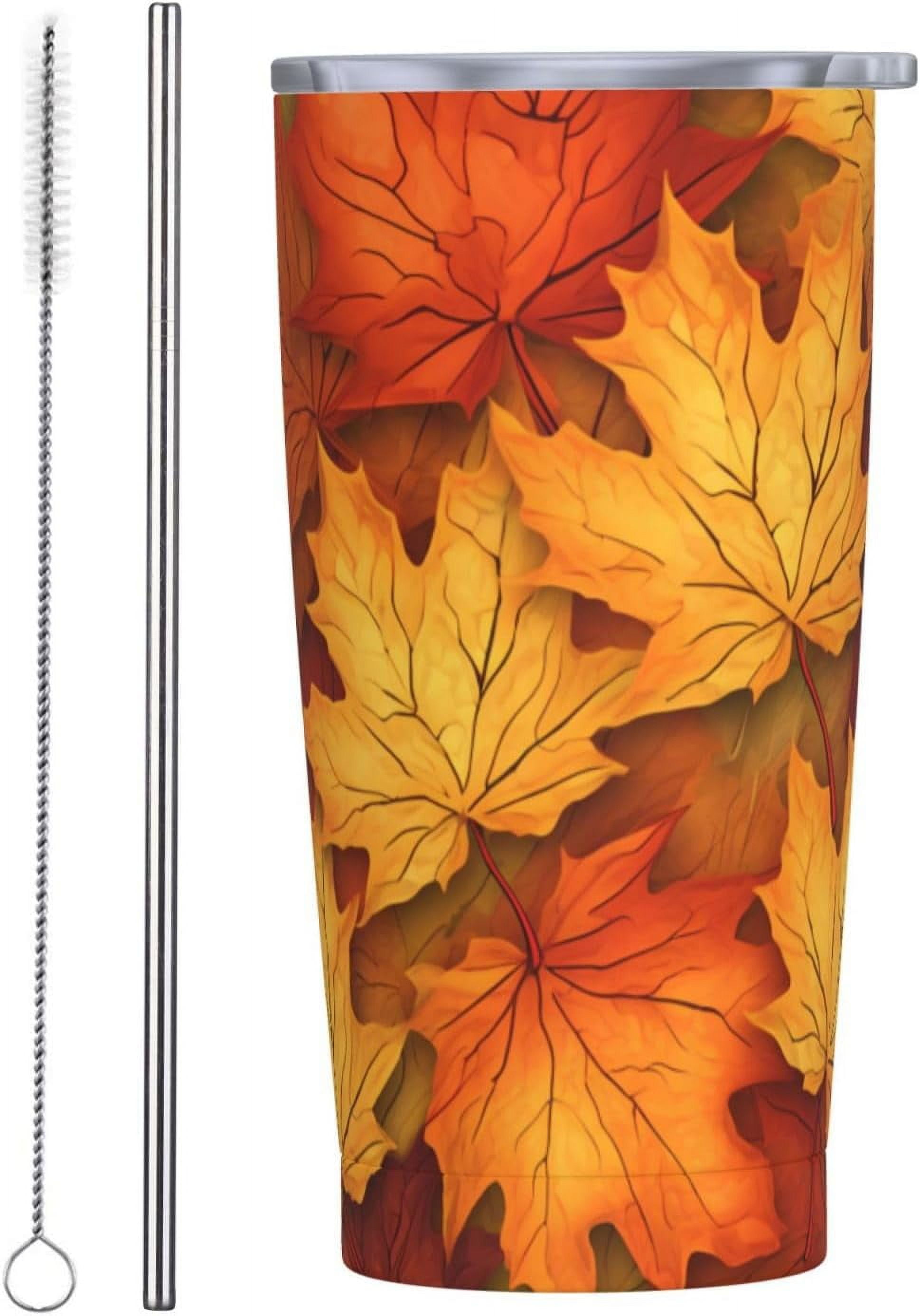 Autumn Maple Leaf Pattern 20oz Stainless Steel Cups, Insulated ...