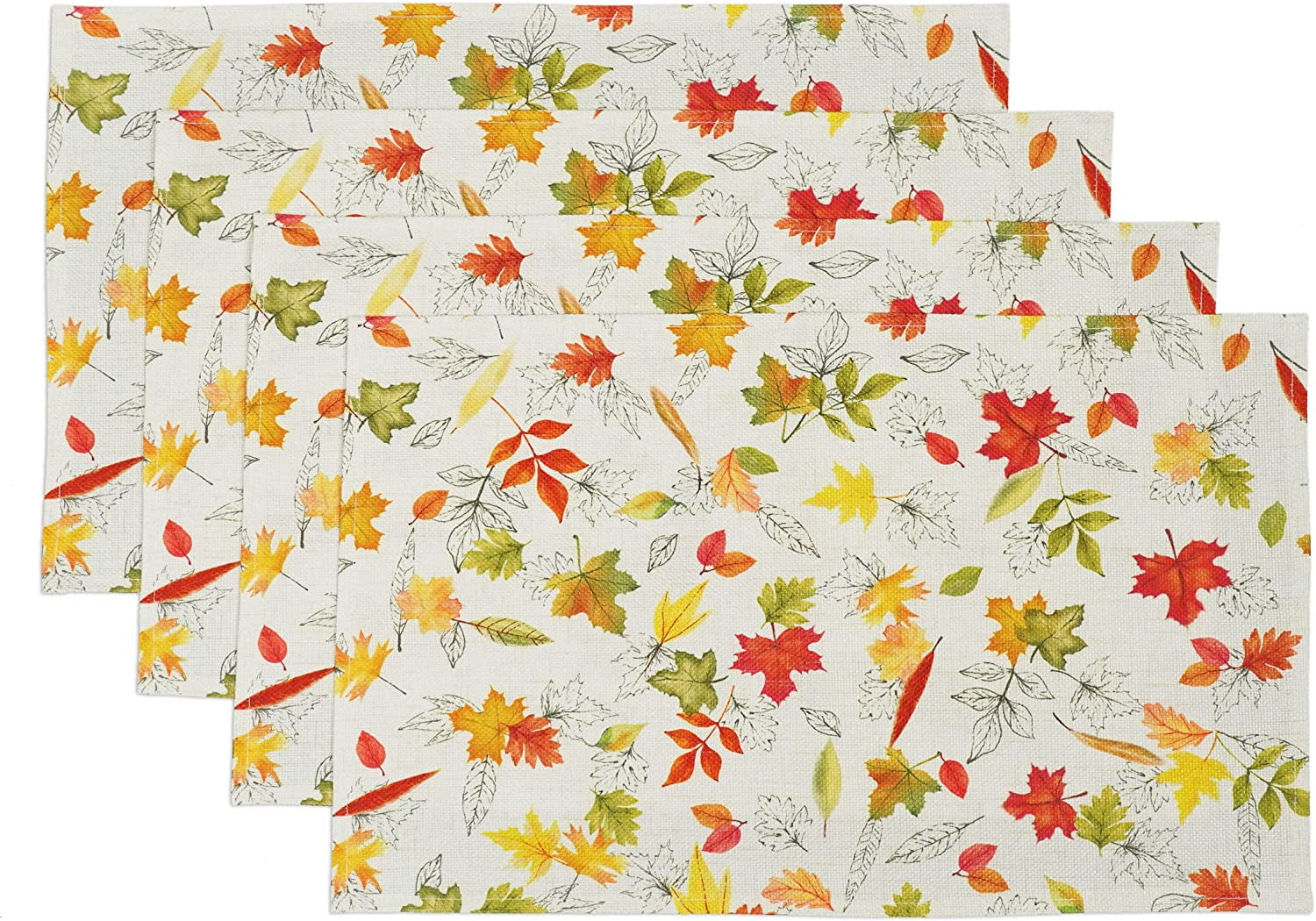 Autumn Maple Leaf Placemats Set of 4, Fall Harvest Linen Place Mats ...