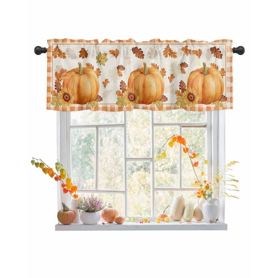 Autumn Maple Leaf Pumpkin Fall Valances for Windows, Thanksgiving ...
