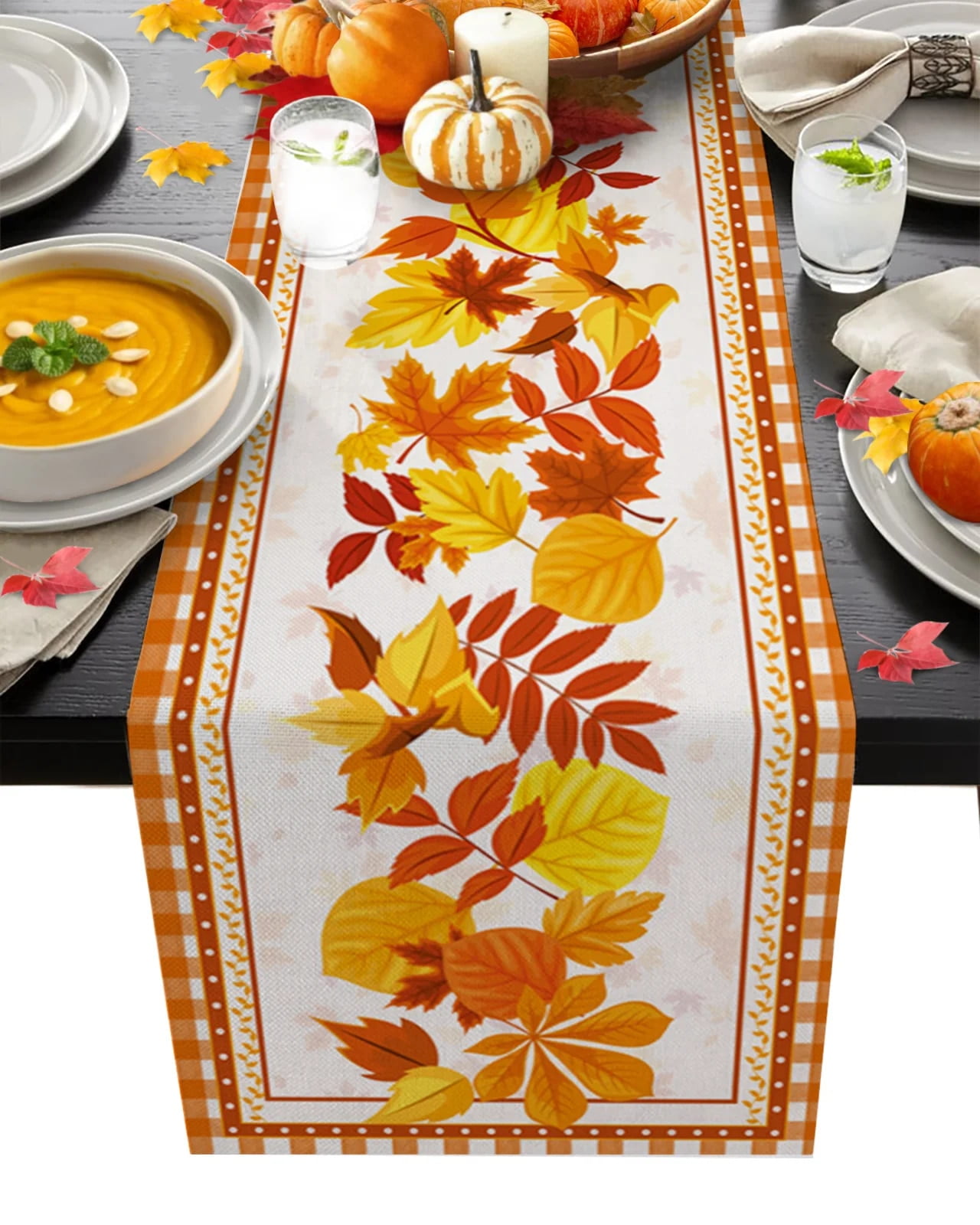 Autumn Maple Leaf Red Retro Table Runner Coffee Table TV Counter Table ...