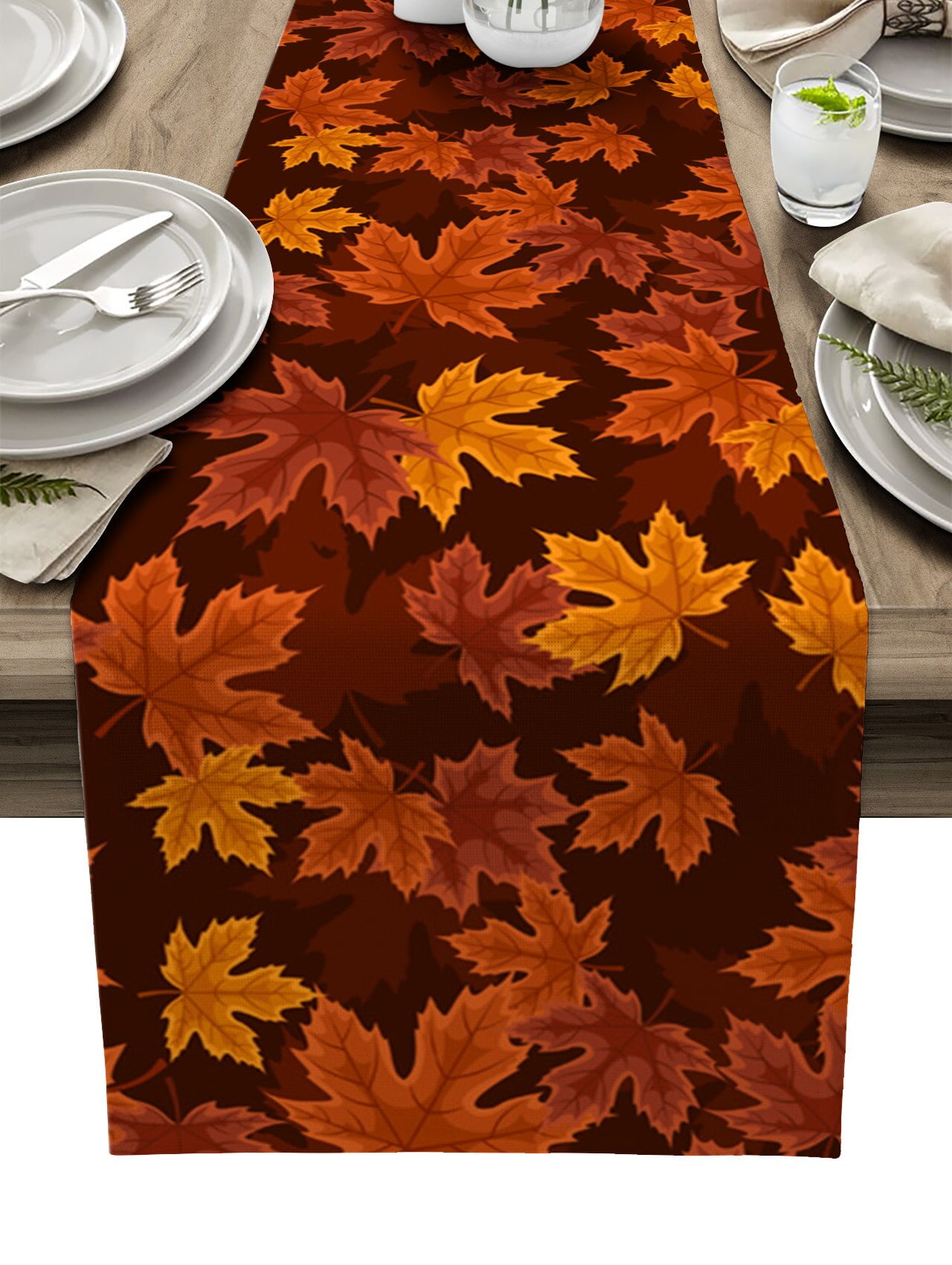 Autumn Maple Leaf Red Retro Table Runner Coffee Table TV Counter Table ...