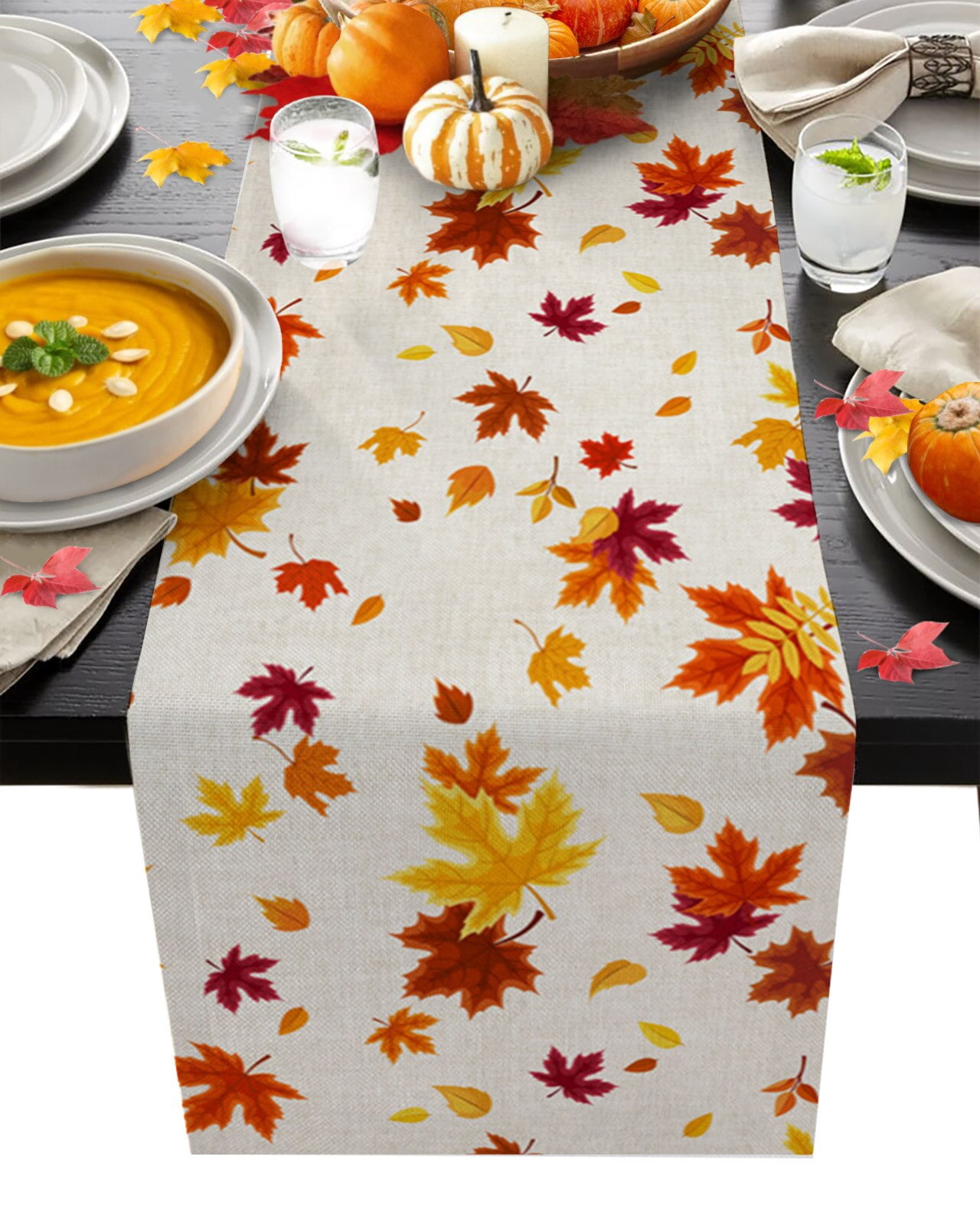 Autumn Maple Leaf Red Retro Table Runner Coffee Table TV Counter Table ...