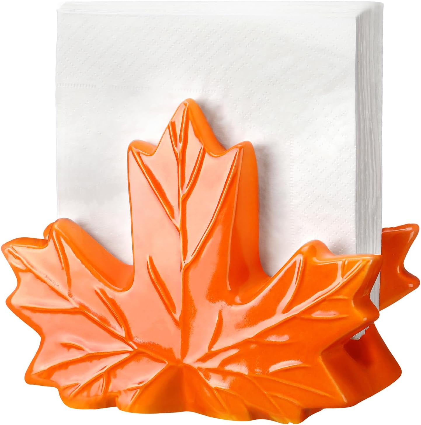 Autumn Maple Leaf Shaped Ceramic Napkin Holder Fall Brown Red Color ...
