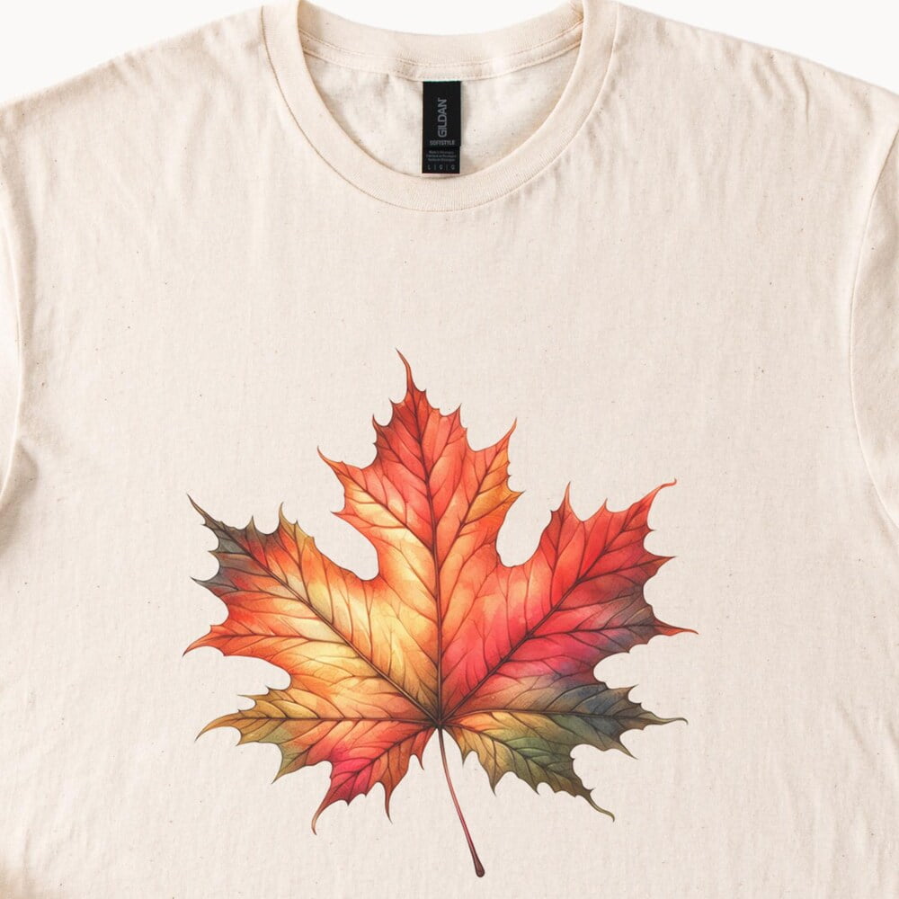 Autumn Maple Leaf Shirt Natural Beige Color Unisex Cotton Fall Foliage ...