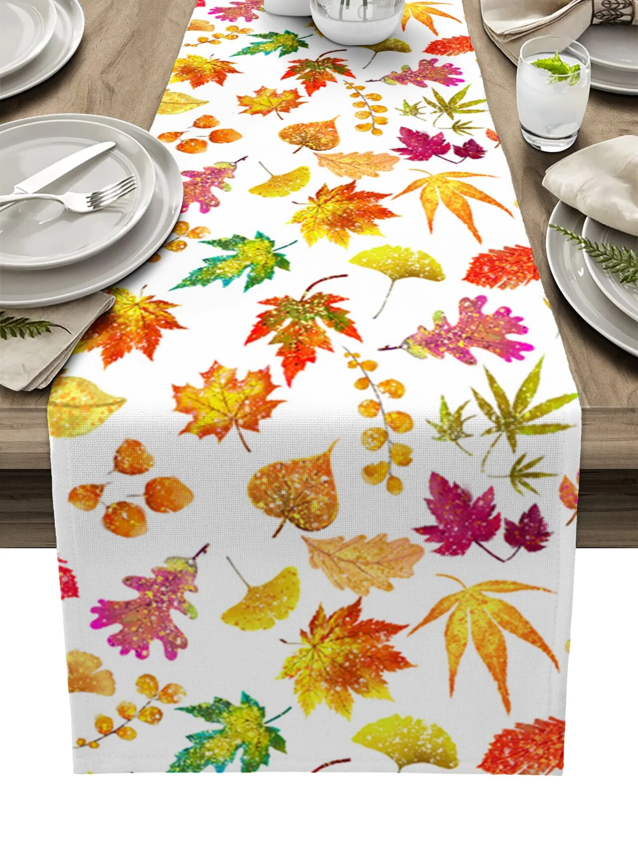 Autumn Maple Leaf Texture Luxury Table Runner Dining Table Wedding ...