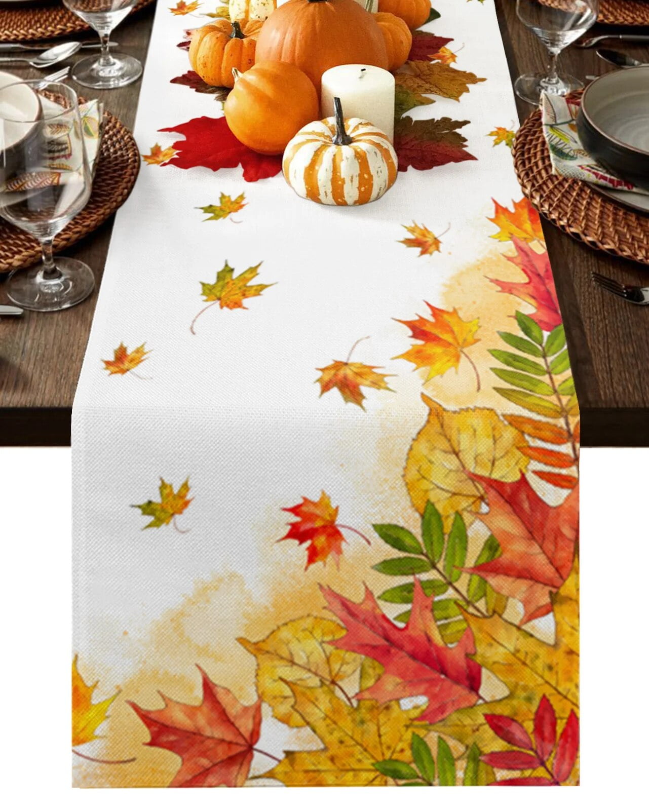 Autumn Maple Leaf Texture Luxury Table Runner Dining Table Wedding ...