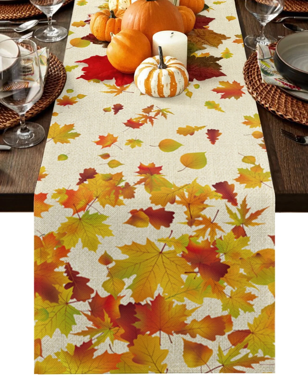 Autumn Maple Leaf Texture Luxury Table Runner Dining Table Wedding ...