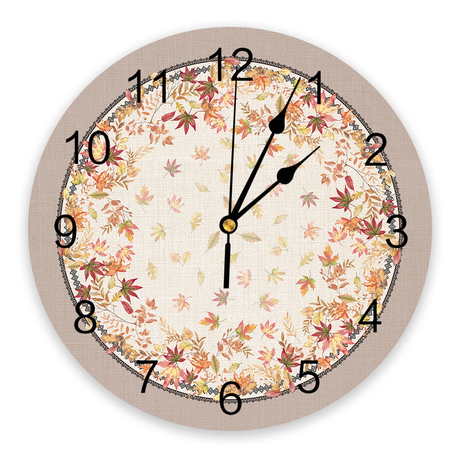 Autumn Maple Leaf Thanksgiving Wall Clock Silent Digital Clocks for ...