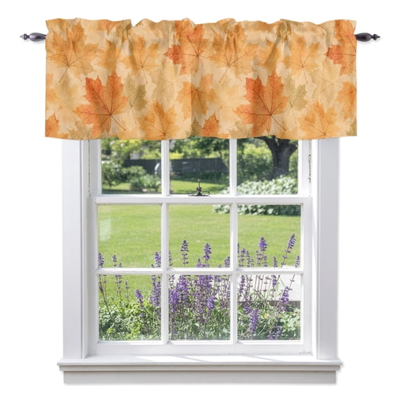 Autumn Maple Leaf Valances for Windows, Rustic Fall Burnt Orange ...