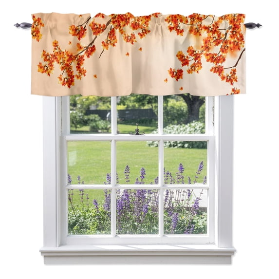 Autumn Maple Leaf Valances for Windows, Thanksgiving Fall Leaves Orange ...