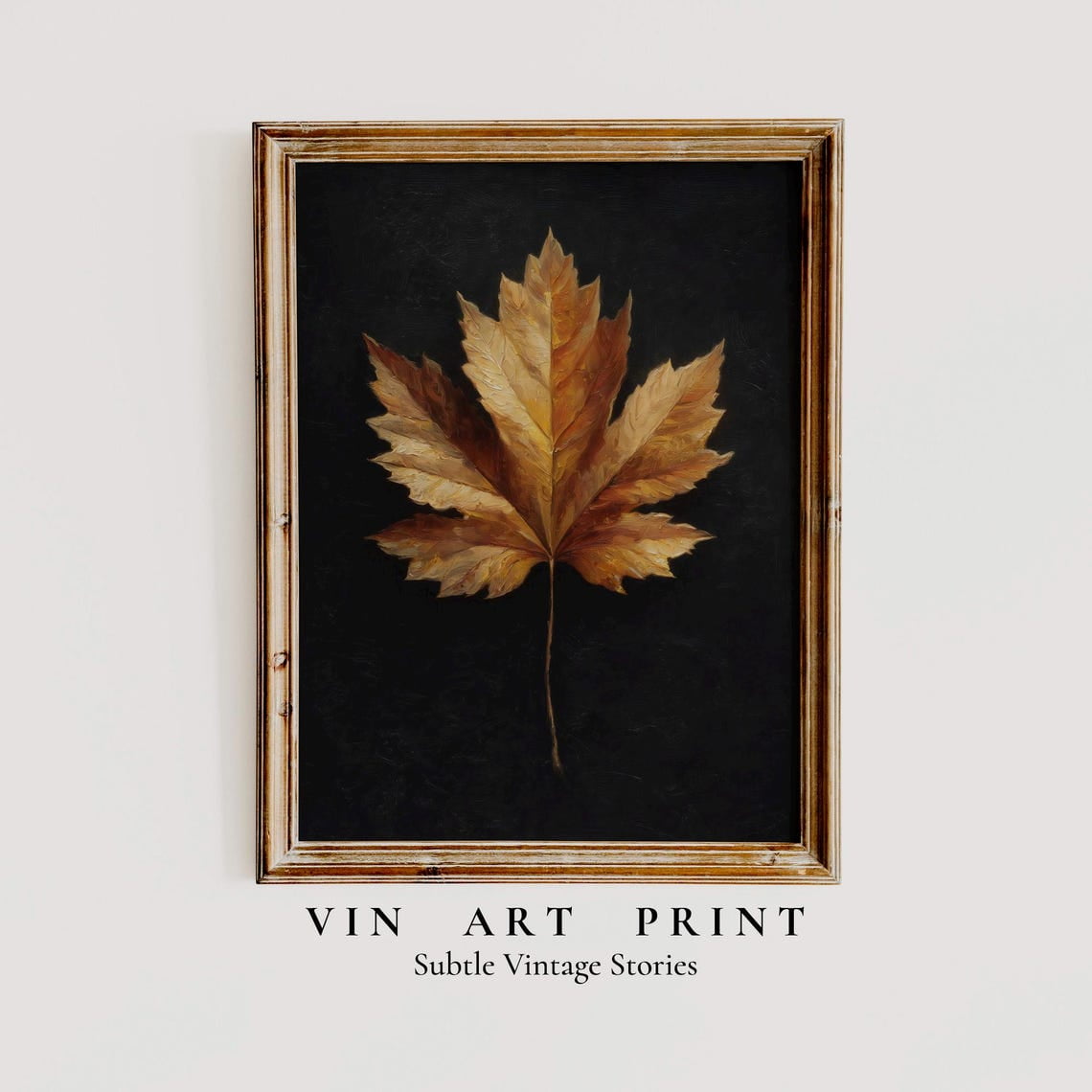 Autumn Maple Leaf Wall Art, Rustic Fall Botanical Print, Vintage Moody ...