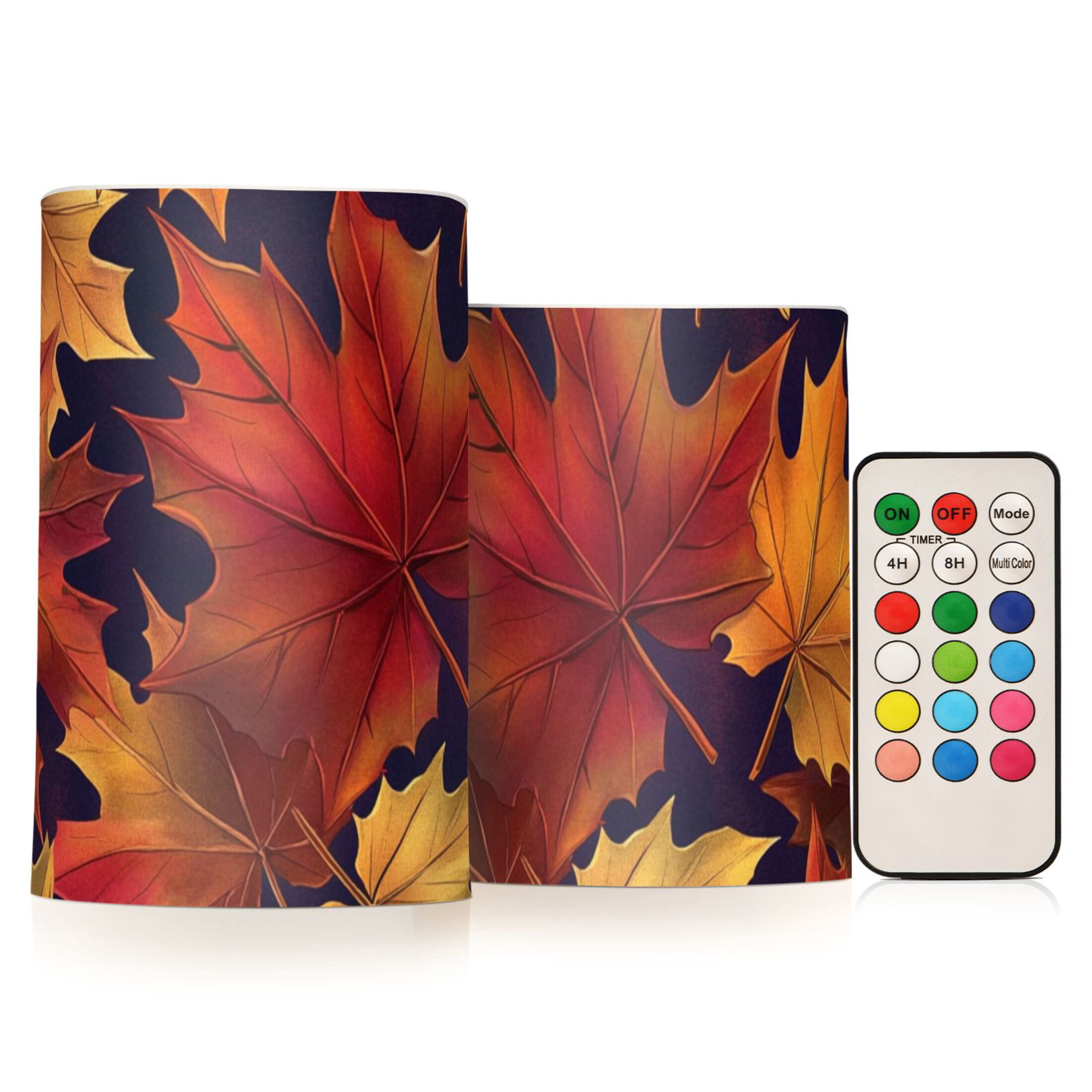 Autumn Maple Leave Flickering Flameless Candles Battery Operated with ...
