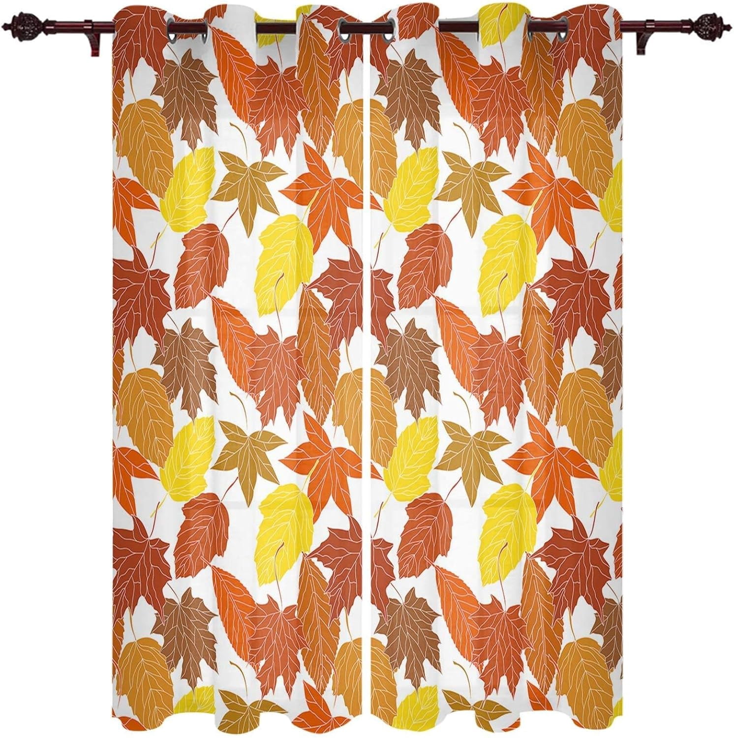 Autumn Maple Leaves Blackout Curtains for Bedroom Living Room ...