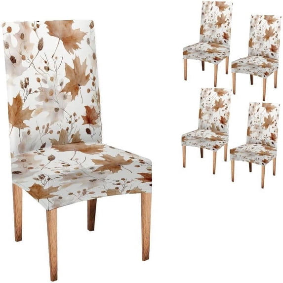 Autumn Maple Leaves Chair Covers Fall Stretch Dining Room Chair Cover ...