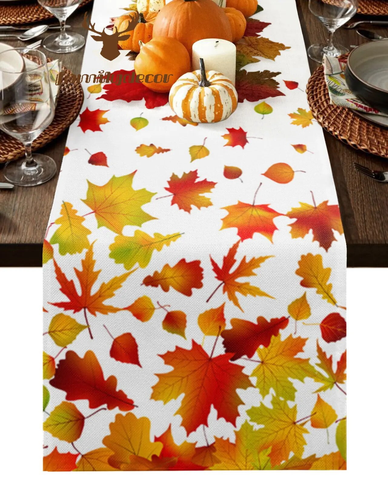 Autumn Maple Leaves Gradient Table Runner Home Wedding Table Flag Mat ...