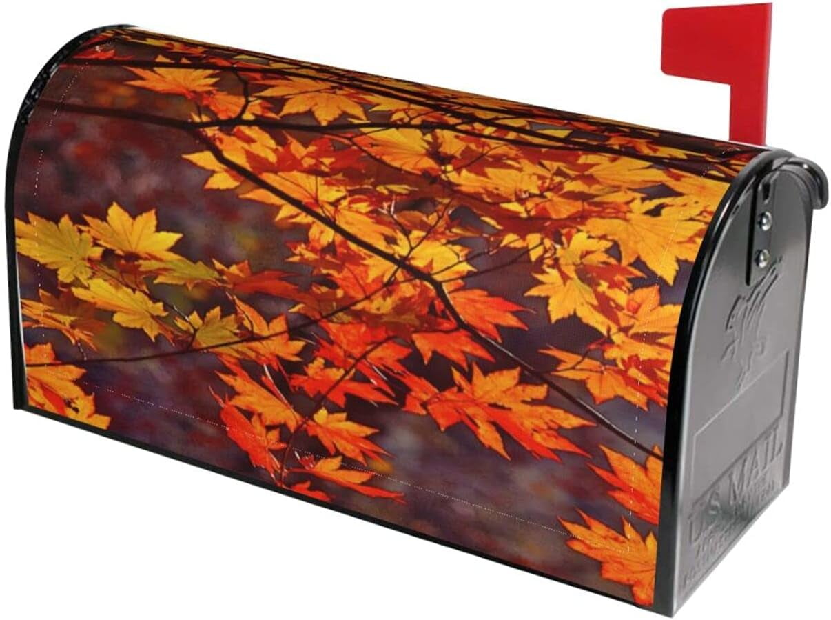 Autumn Maple Leaves Mailbox Covers, Magnetic Post Box Cover Wraps Large ...
