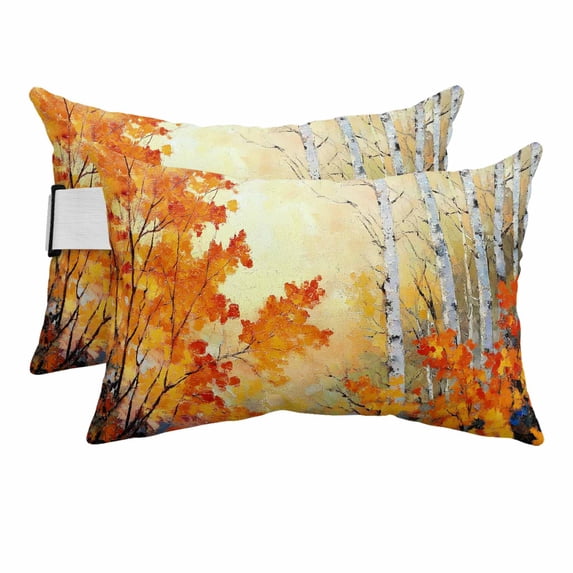 Autumn Maple Leaves Orange Gradient Outdoor Pillow for Chaise Lounge ...