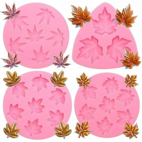 Autumn Maple Leaves Silicone Molds, 4 Piece Set, Fall Theme Cake ...