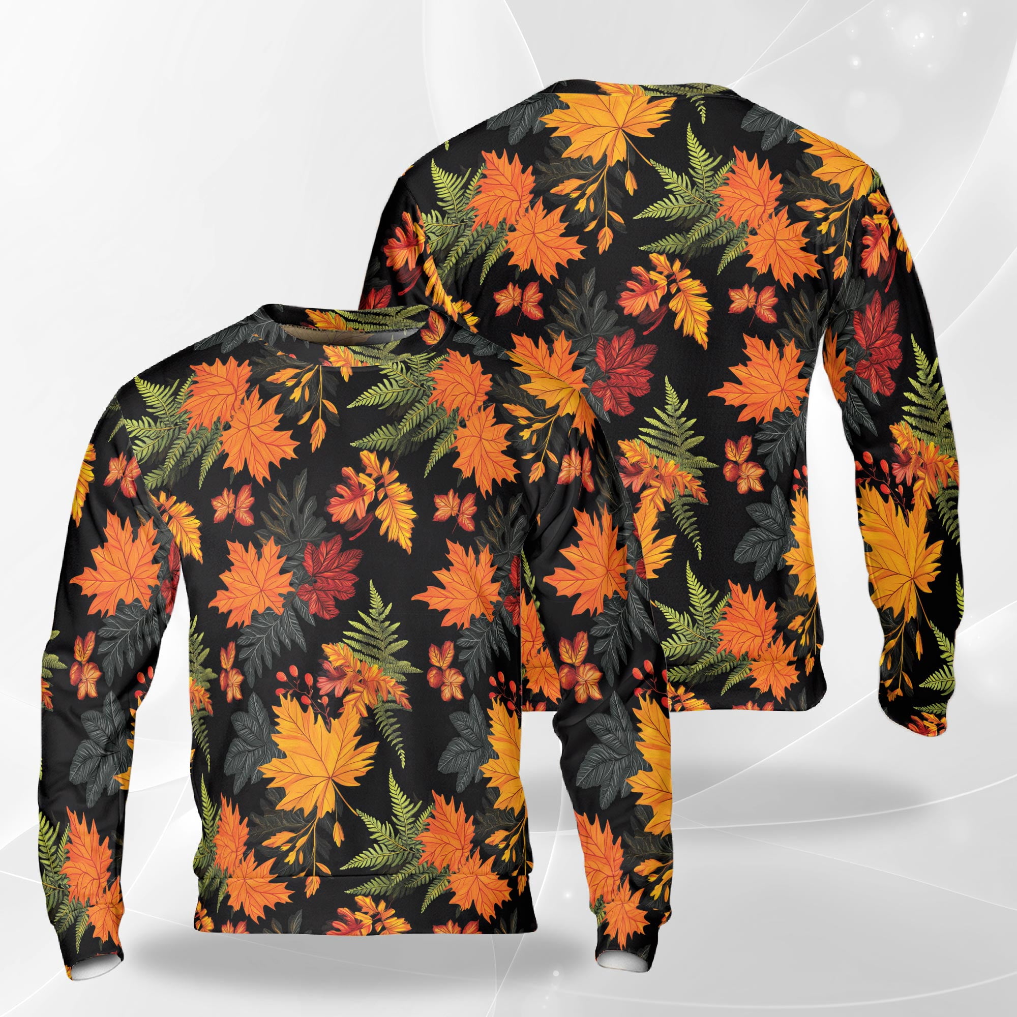 Autumn Maple Leaves Sweatshirt, Fall Foliage Pattern Sweater, Cozy ...