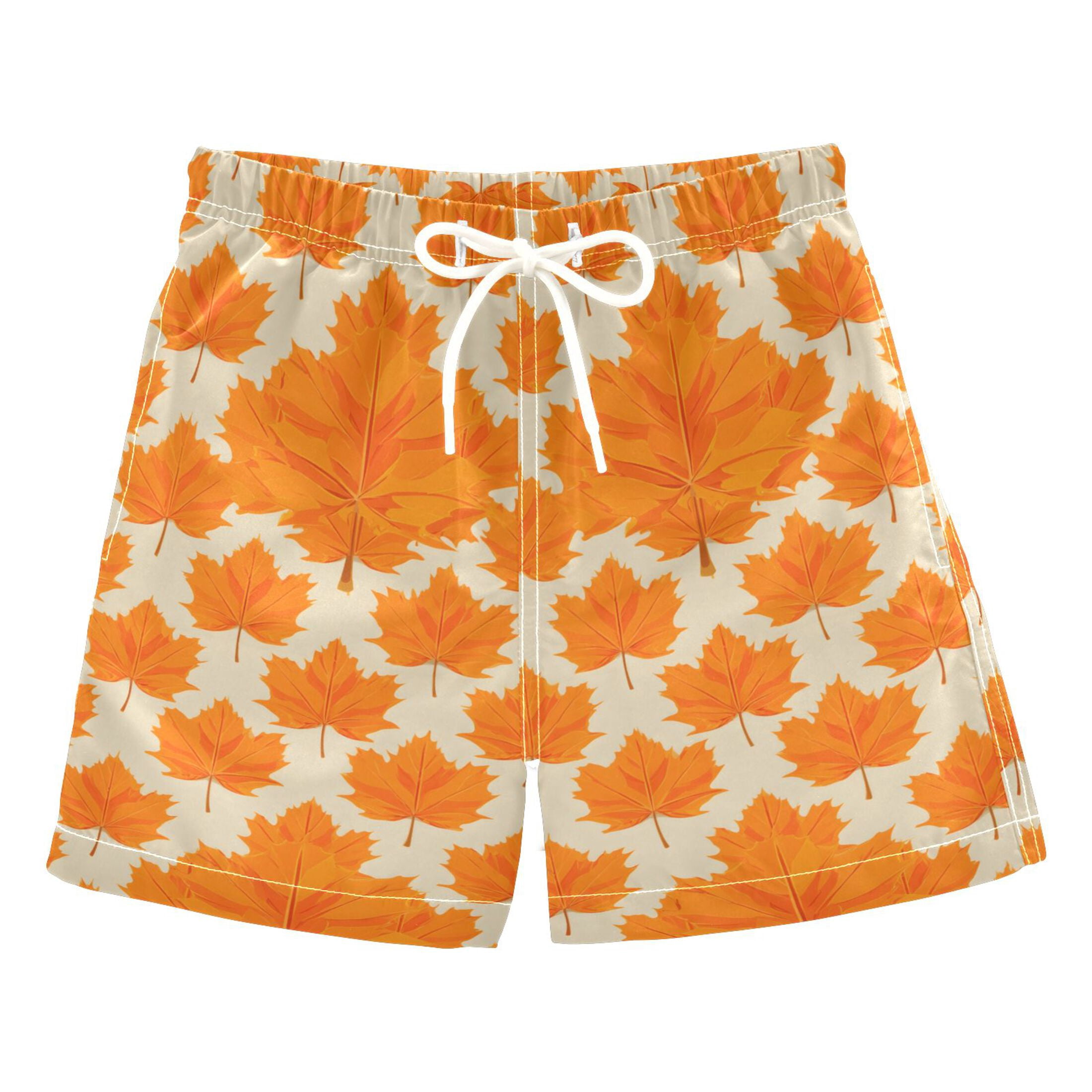 Autumn Maple Leaves Swim Trunks Quick Dry Beach Pool Board Shorts ...