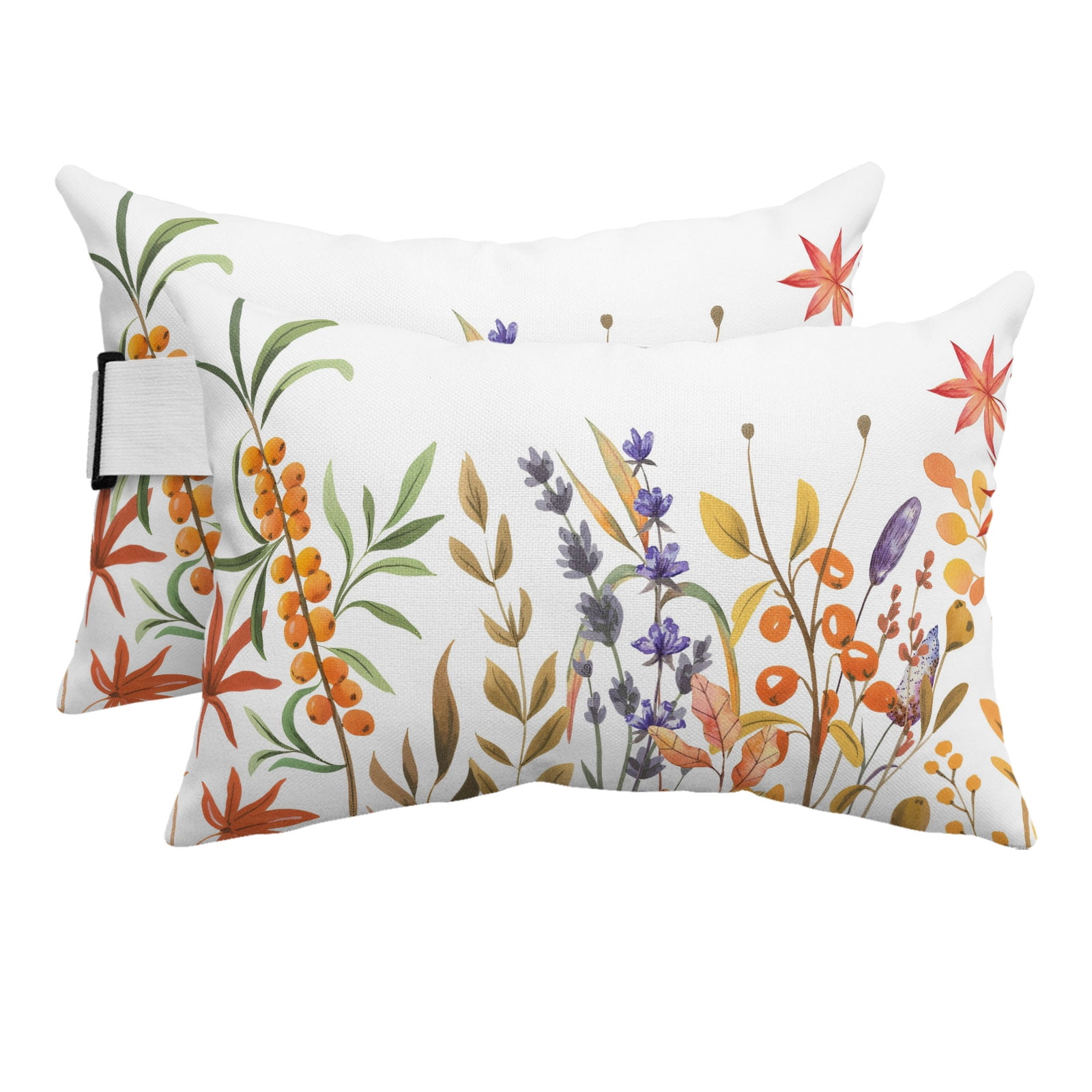 Autumn Maple Leaves Thanksgiving Farm Berry Outdoor Pillow for Chaise ...