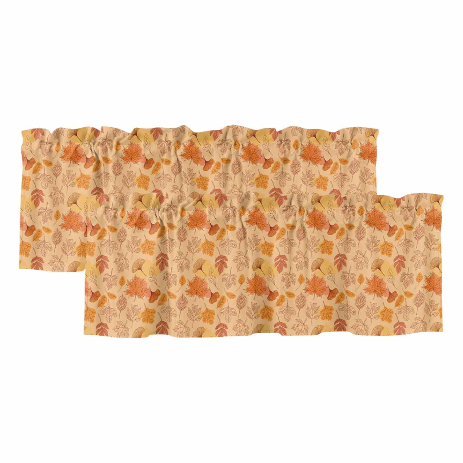 Autumn Maple Leaves Valances for Windows, Decorative Rod Pocket Window ...