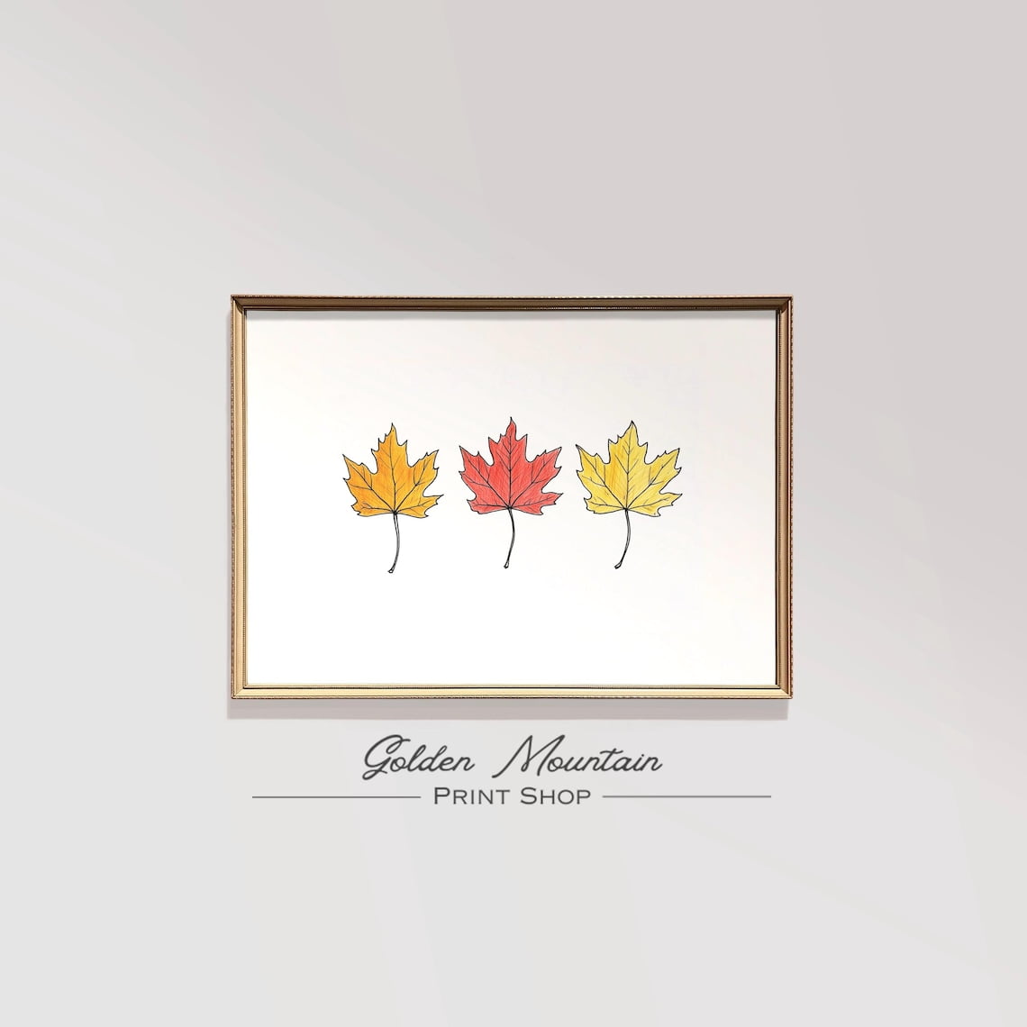 Autumn Maple Leaves Wall Art, Fall Foliage , Botanical Leaf ...