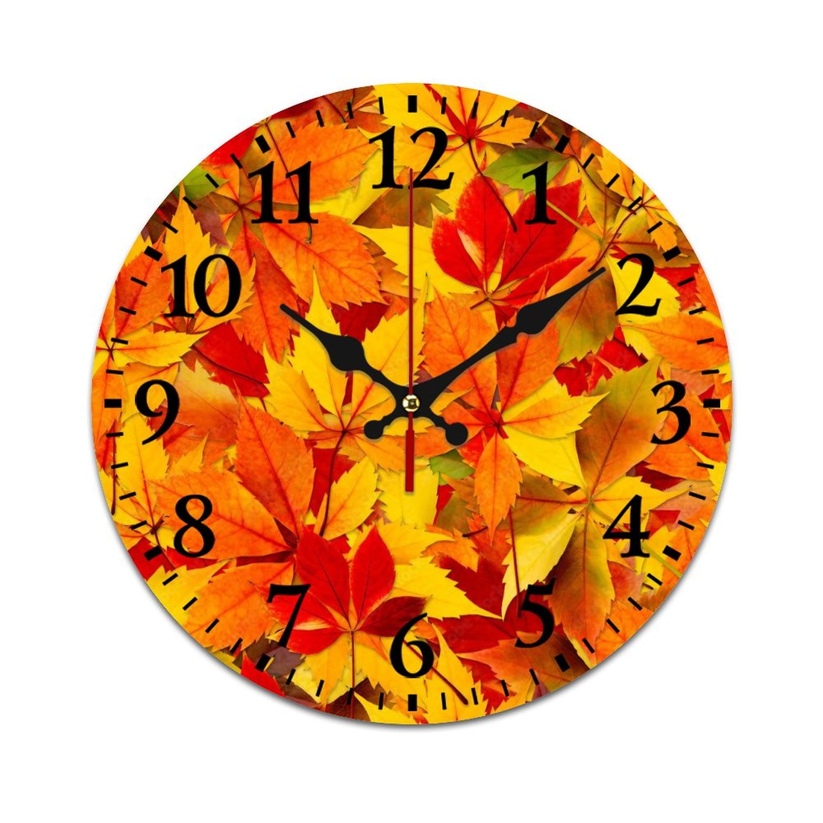 Autumn Maple Leaves Wall Clock Modern Design Clocks Wall Hanging Home ...