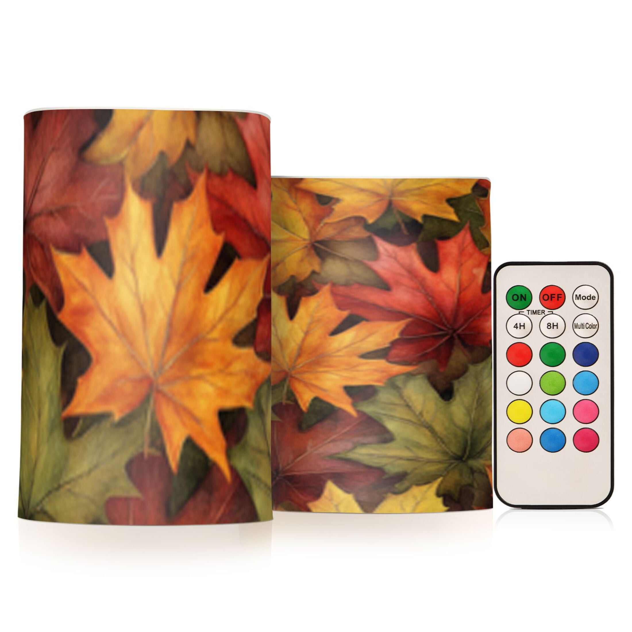 Autumn Maple Leaves Watercolor Flickering Flameless Candles Battery ...