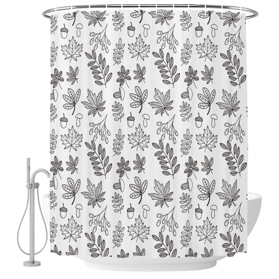 Autumn Maple Shower Curtain for Bathroom, Leaf Pine Cones Mushrooms ...