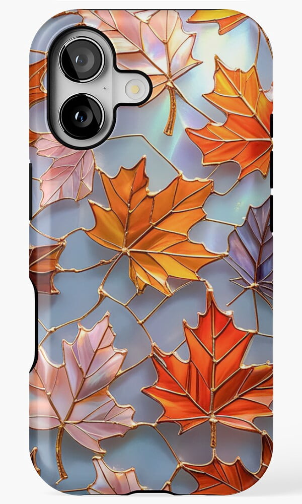 Autumn Maple Stained Glass Graphic Phone Case for iPhone 11 12 13 14 15 ...