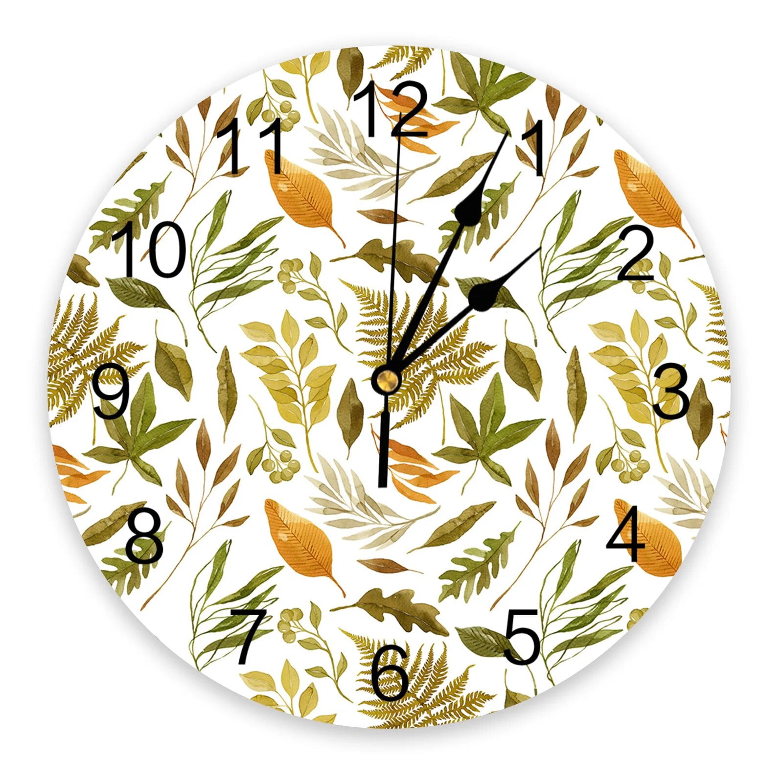 Autumn Maple Texture Clocks Wall Home Decor Modern Kitchen Room Bedroom ...