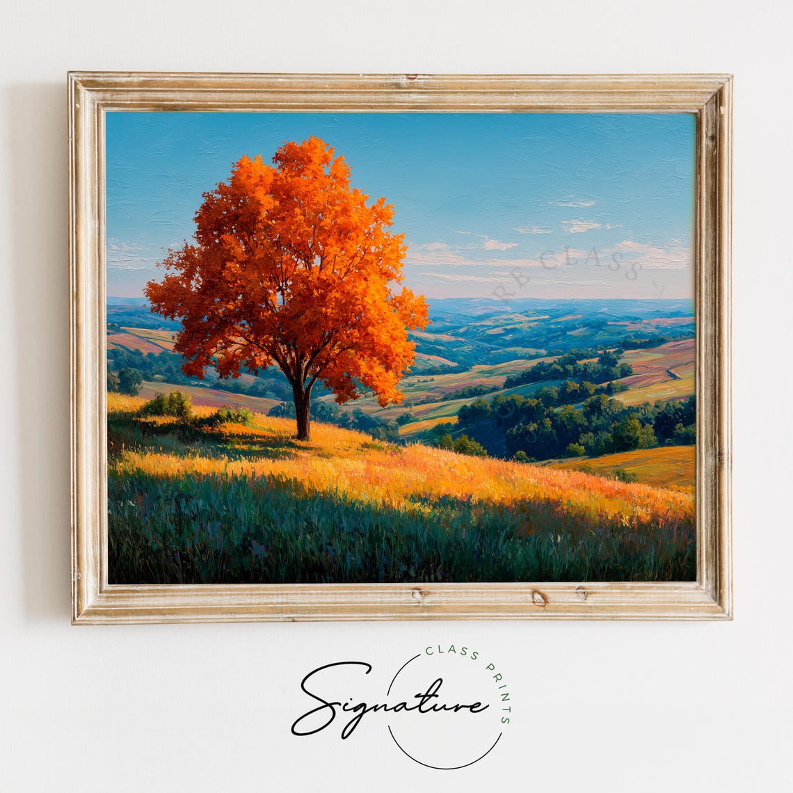 Autumn Maple Tree Art, Vivid Orange Tree In Countryside Landscape ...