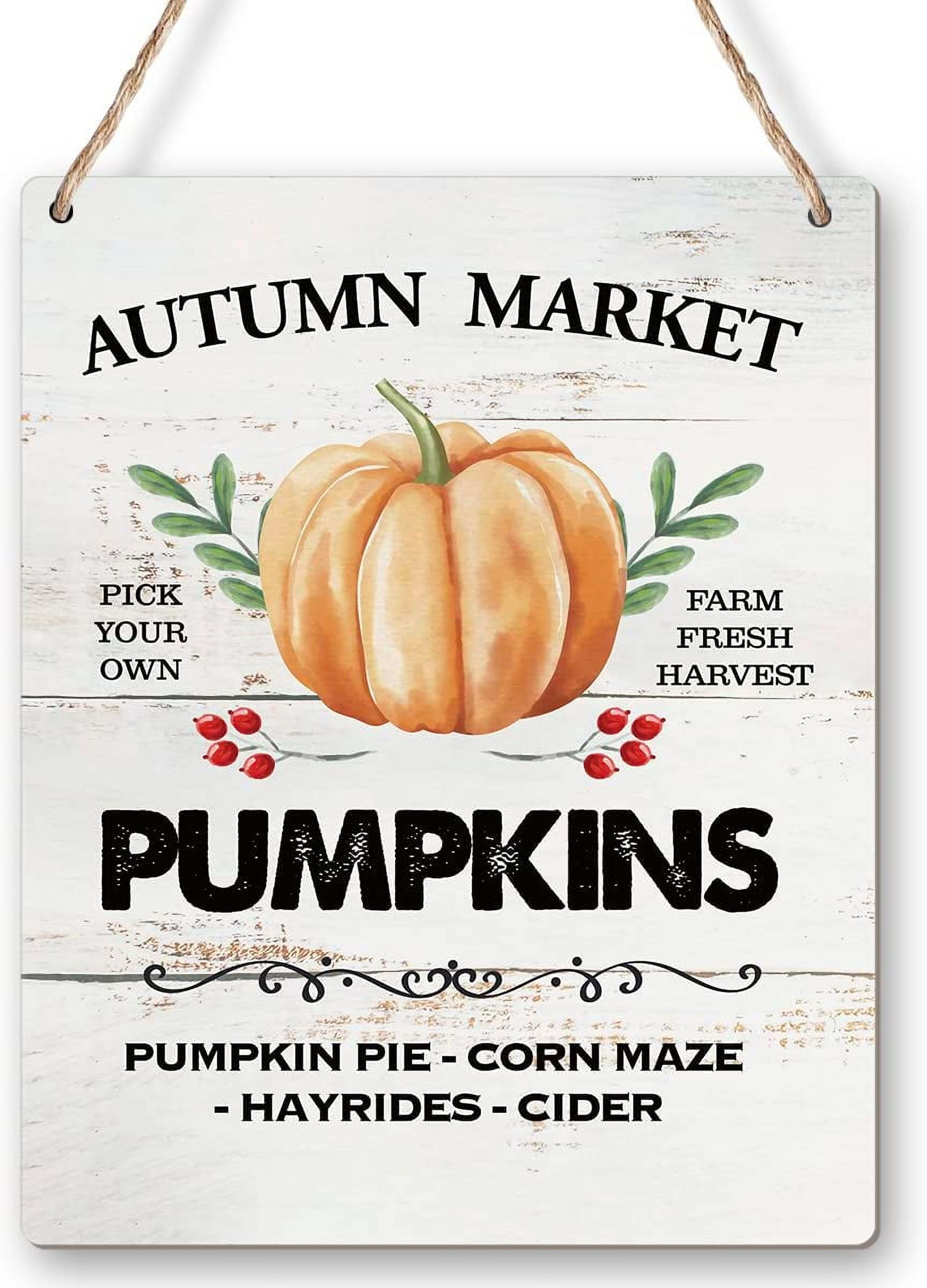 Autumn Market Pumpkins Wood Sign Wall Art Rustic Fall Pumpkin Wooden ...