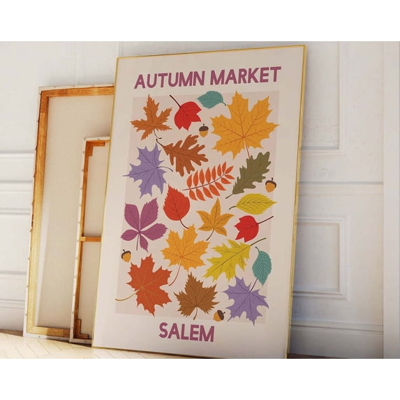 Autumn Market Salem Print Art Autumn Flower Market Wall Art Orange Fall ...