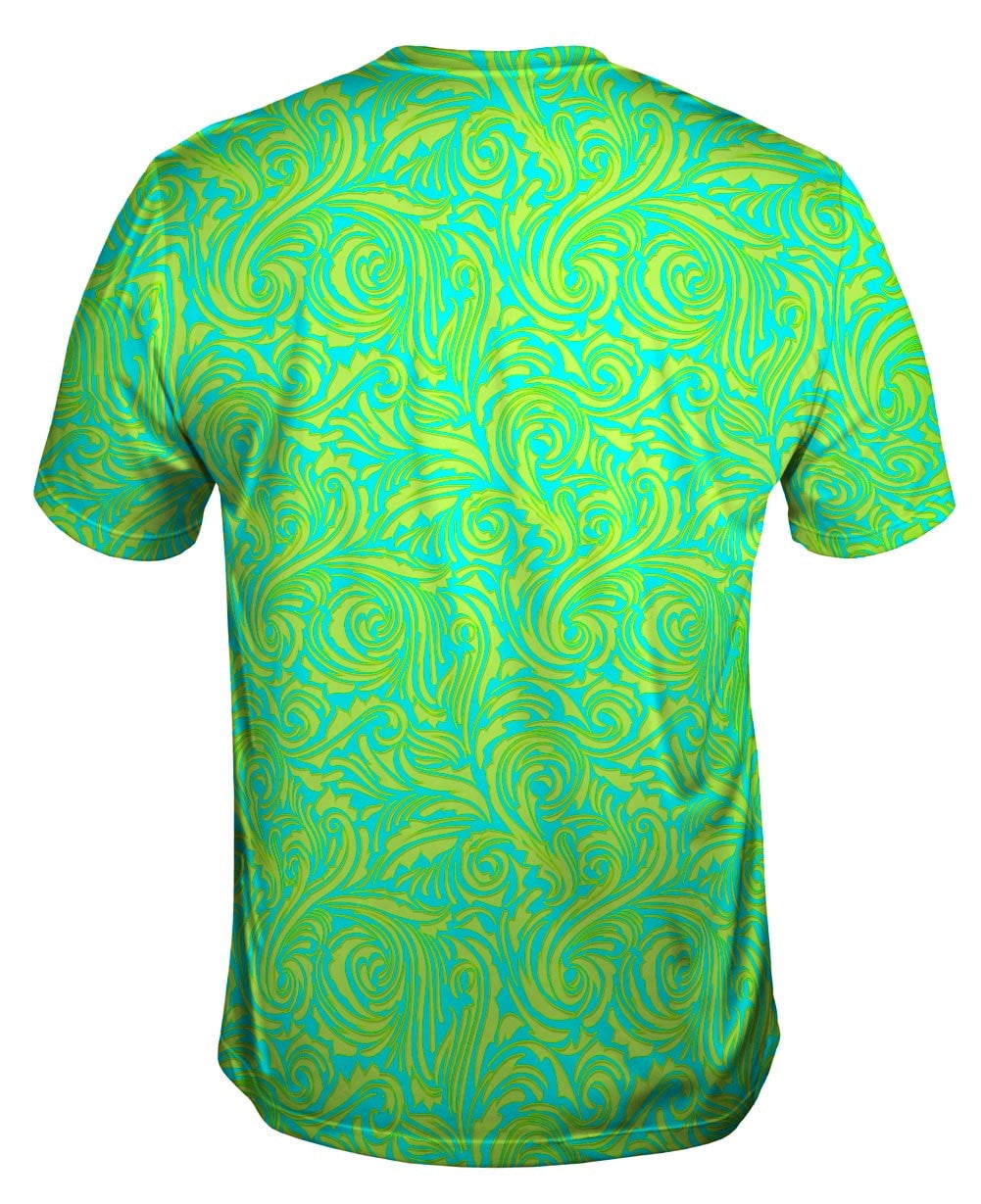 Autumn Me Aqua Leaf Swirls Pattern Mens T-Shirt All Over Print ...