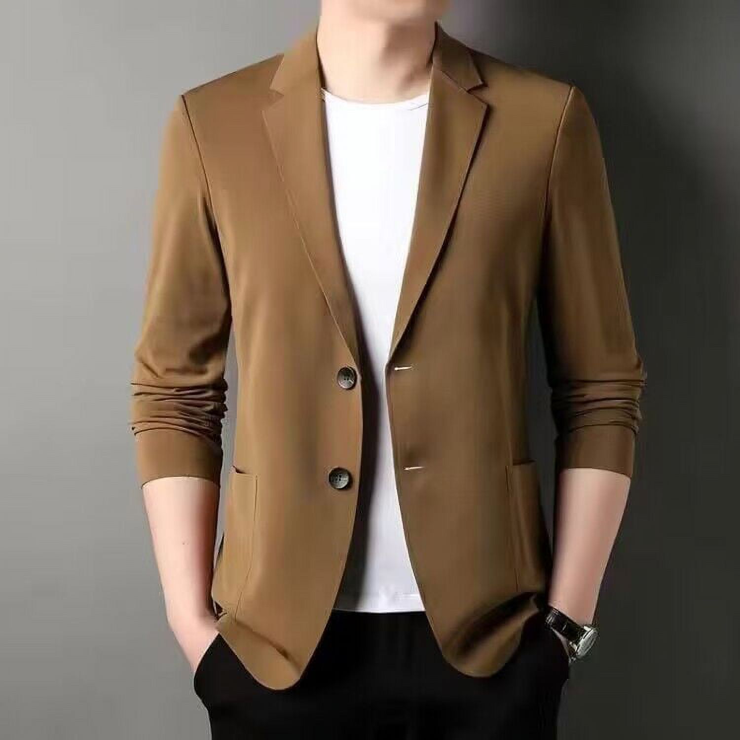 Autumn Men Button Blazer Business Suit Jacket Male Slim Fit Formal ...