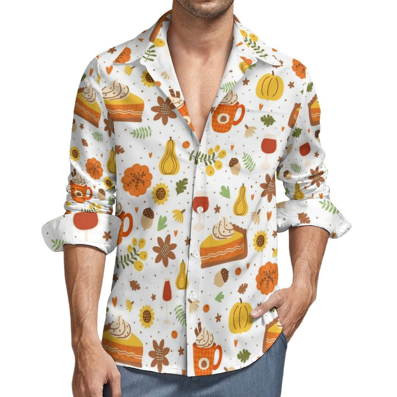 Autumn Mens Long Sleeve Button Down Shirts, Casual Men's Button Up ...