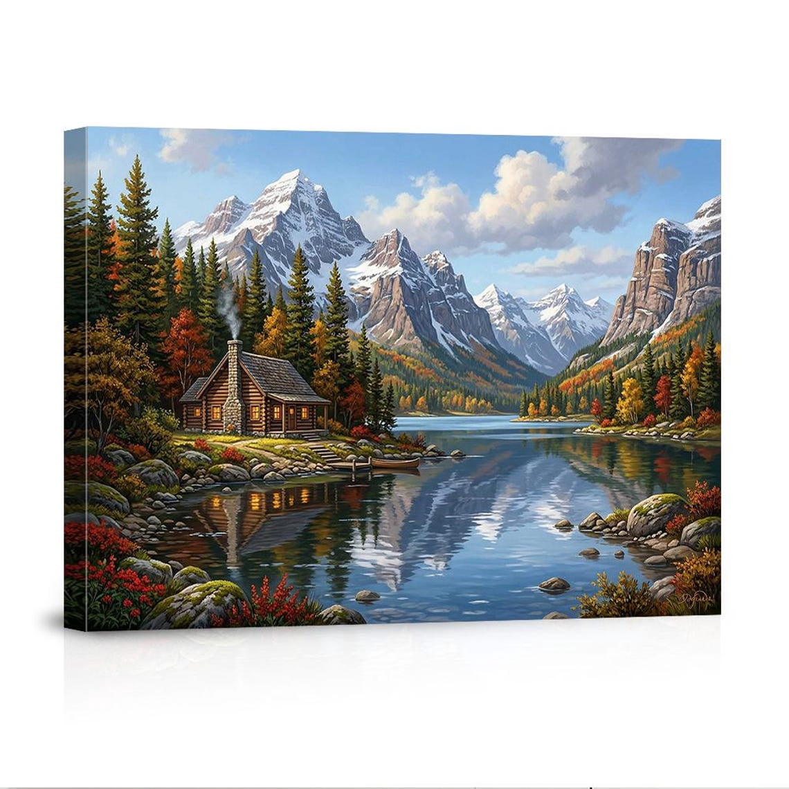 Autumn Mountain Lake Cabin Rustic Lodge Fall Forest Landscape Cozy Home ...