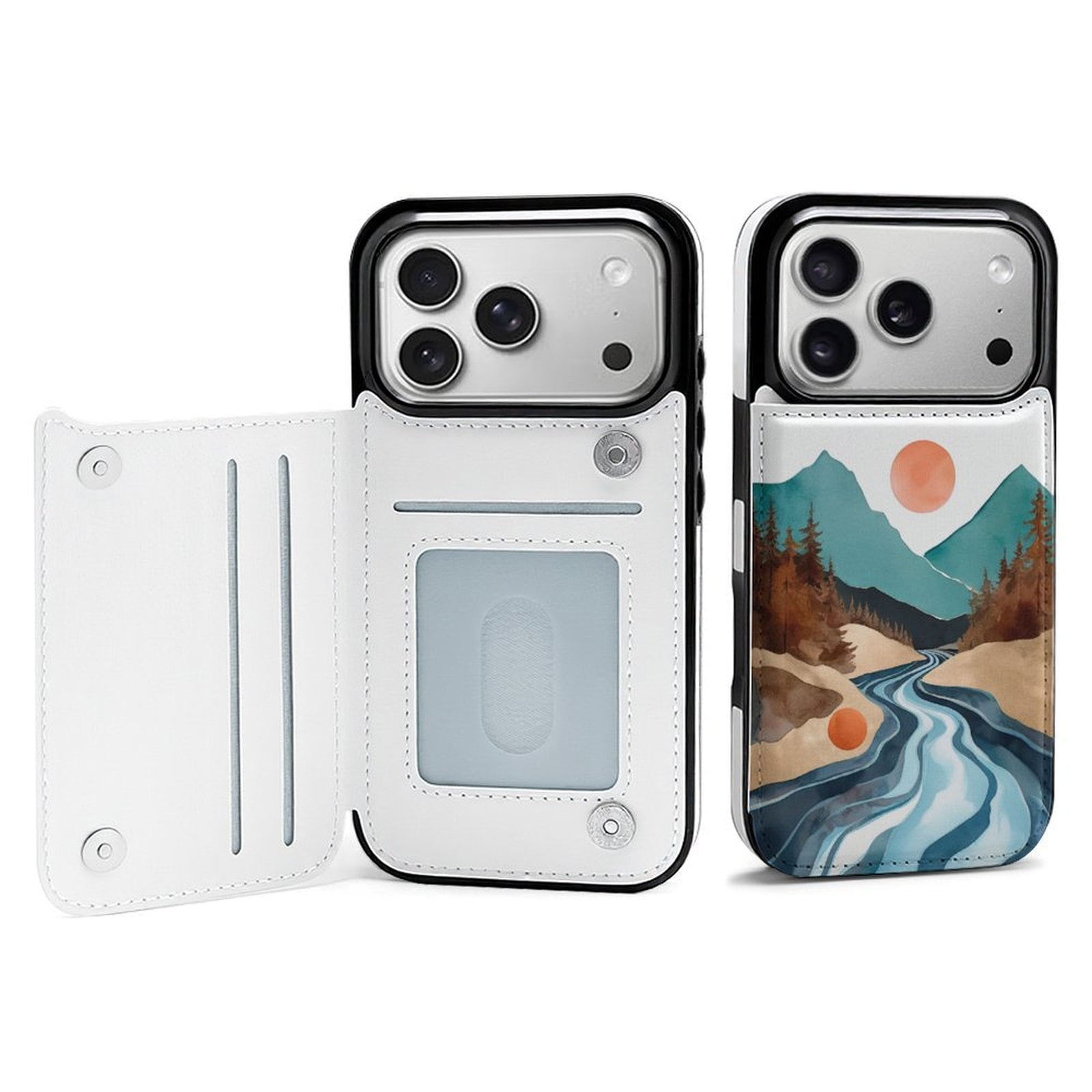 Autumn Mountain River Leather Wallet Case for iPhone 12 mini Wallet ...