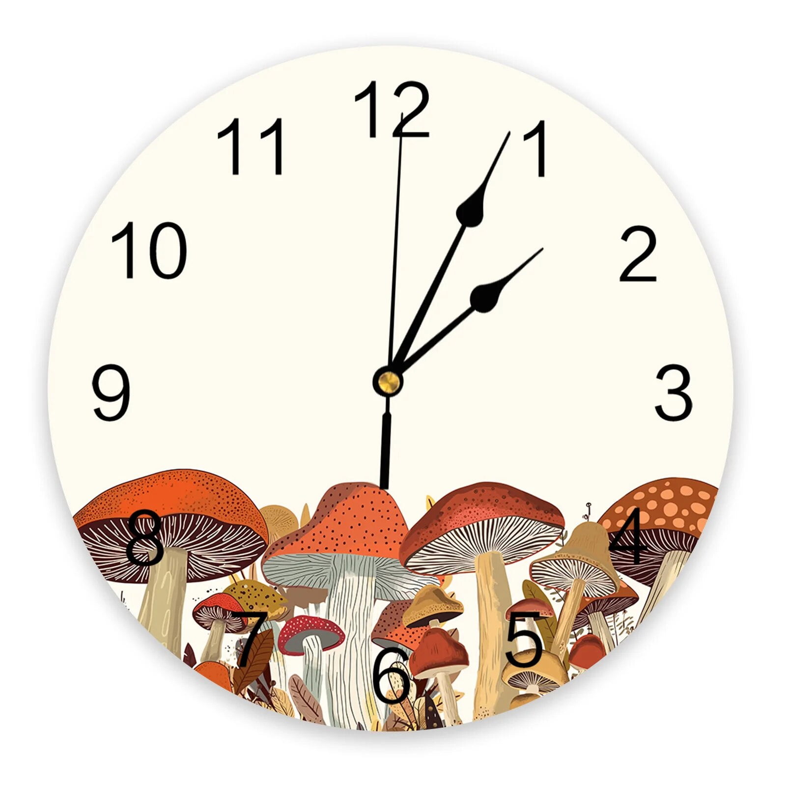 Autumn Mushroom Vintage Wall Clock Large Modern Kitchen Dinning Round ...