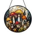 Autumn Mushroom Window Sun Catcher, Bright Stained Glass Style Hanging ...