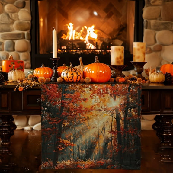 Autumn Natural Maple Tree Table Runner Kitchen Dining Table ration for ...