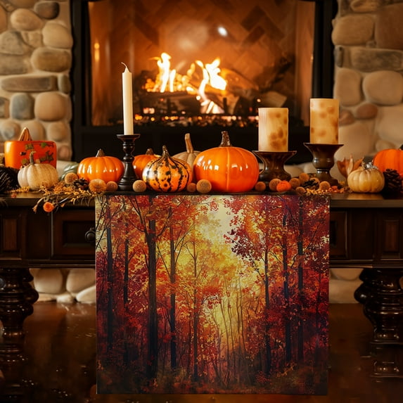 Autumn Natural Maple Tree Table Runner Kitchen Dining Table ration for ...